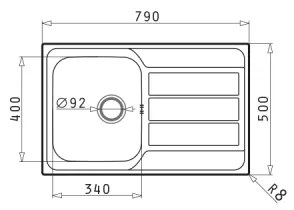 Pyramis 100178701 - Kuchyňský dřez ATHENA 79x50 cm satin