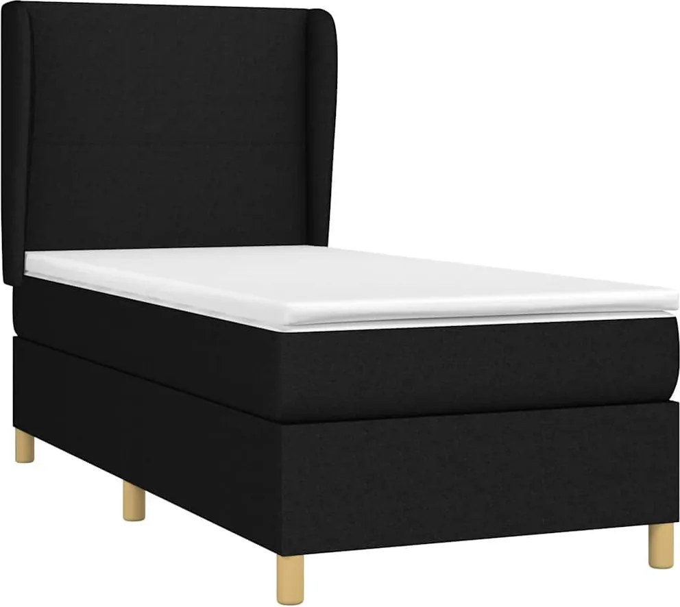 Box spring postel s matrací černá 80 x 200 cm textil 3128319