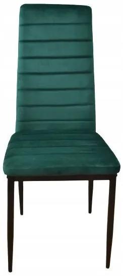 Sada 4 elegantních sametových židlí v zelené barvě