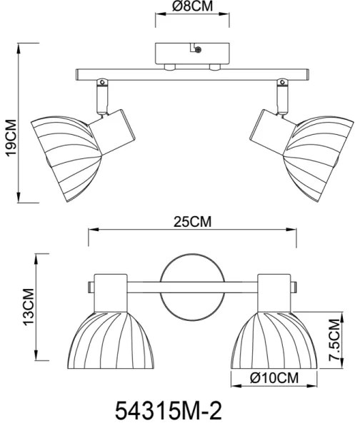 Globo 54315M-2 - Bodové svítidlo ZACHERY 2xE14/40W/230V zlatá