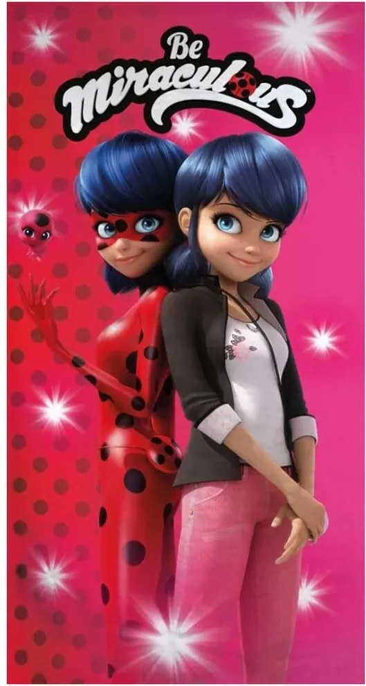 Rychleschnoucí plážová osuška z mikrovlákna Kouzelná Beruška - Miraculous Ladybug - 70 × 140 cm