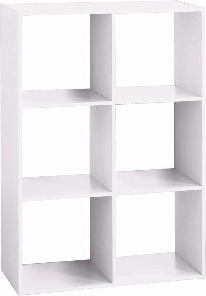 Dekorativní police, obdélníková, bílá, 6 přihrádek, 68 cm x 100,5 cm
