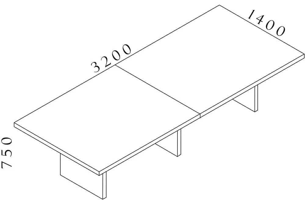 Jednací stůl Lineart 320 x 140 cm, jilm tmavý