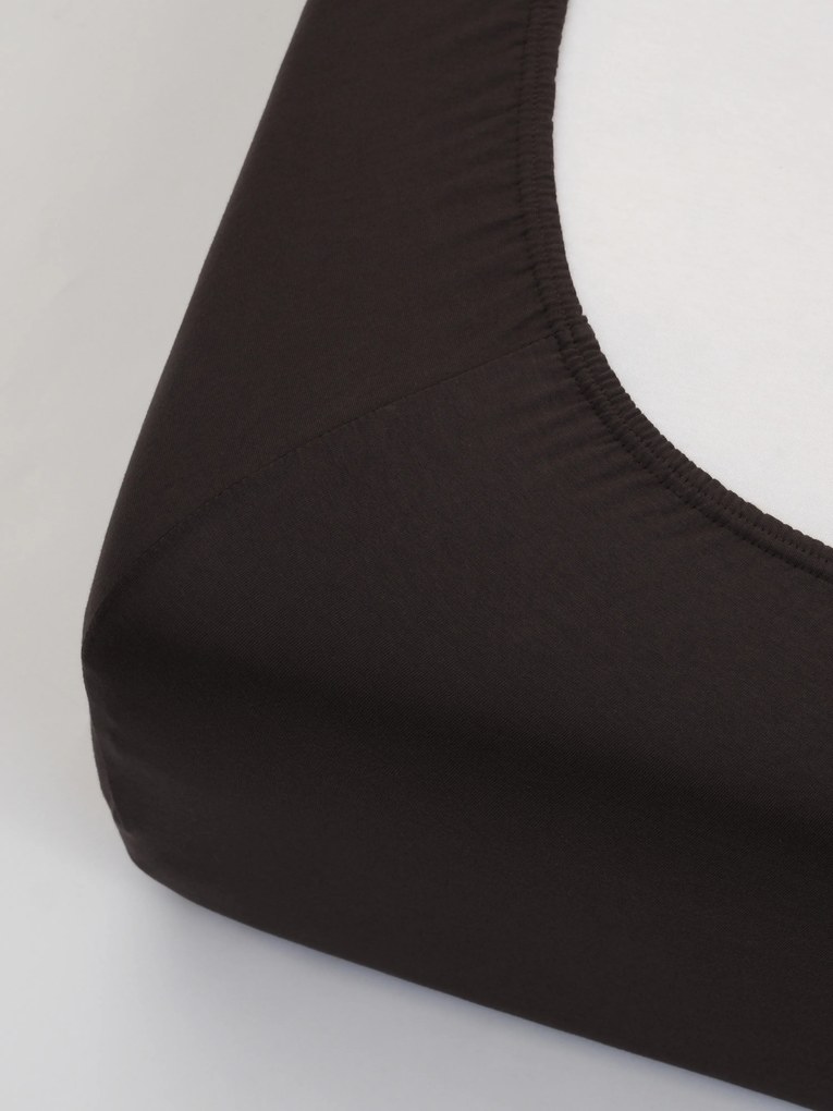 MK Lůžkoviny Jersey prostěradlo s elastanem Deluxe 90 × 200 cm – tmavě hnědé