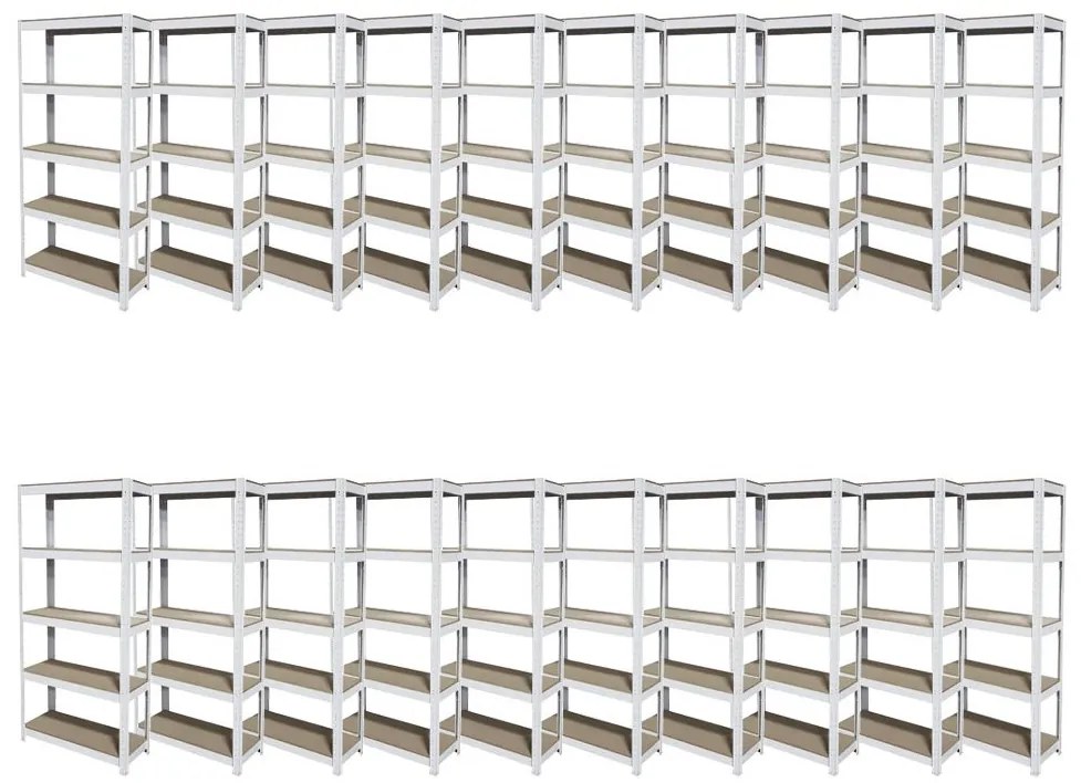 Fistar AKCE - Balíček: 20x Regál 1800x900x300 mm, kovový zinkovaný 5-policový, nosnost 875 kg