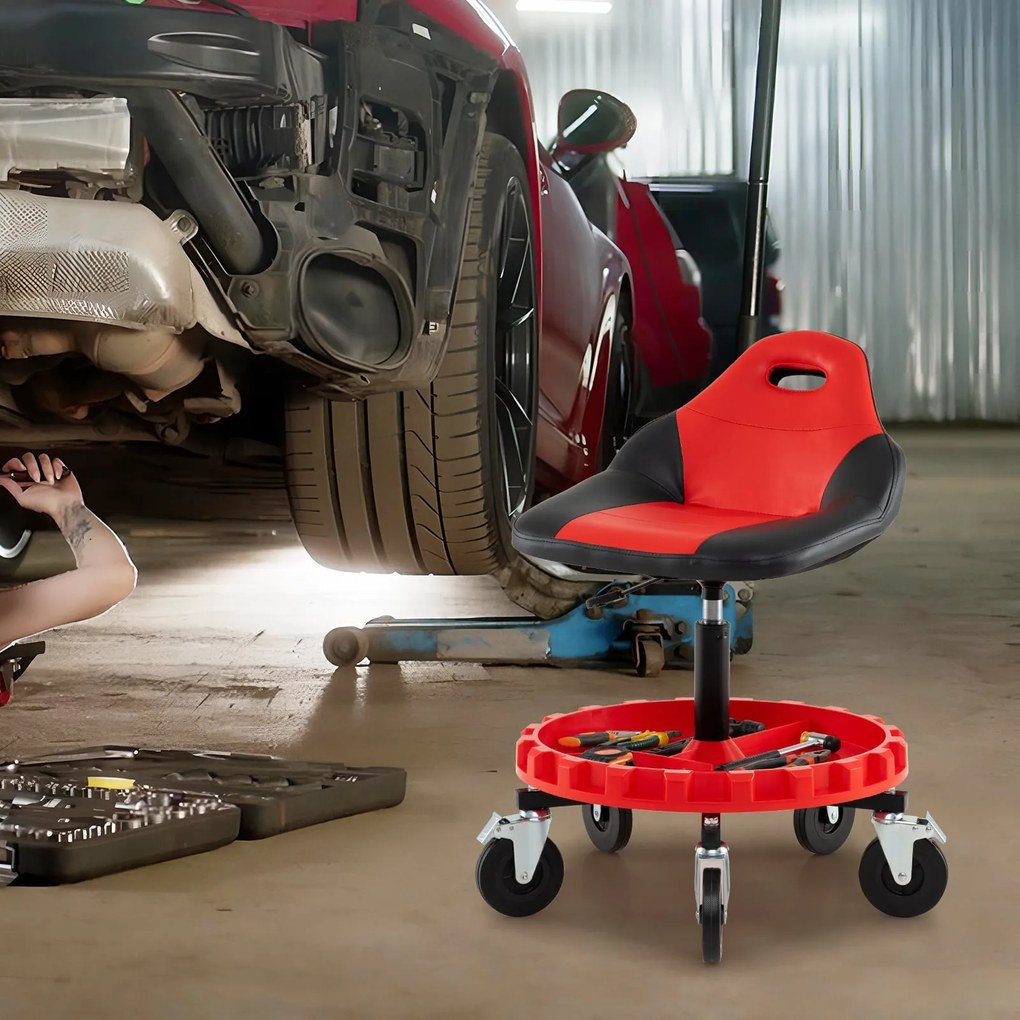 Costway Pojízdná stolička do dílny Mechanická stolička na kolečkách s nastavením