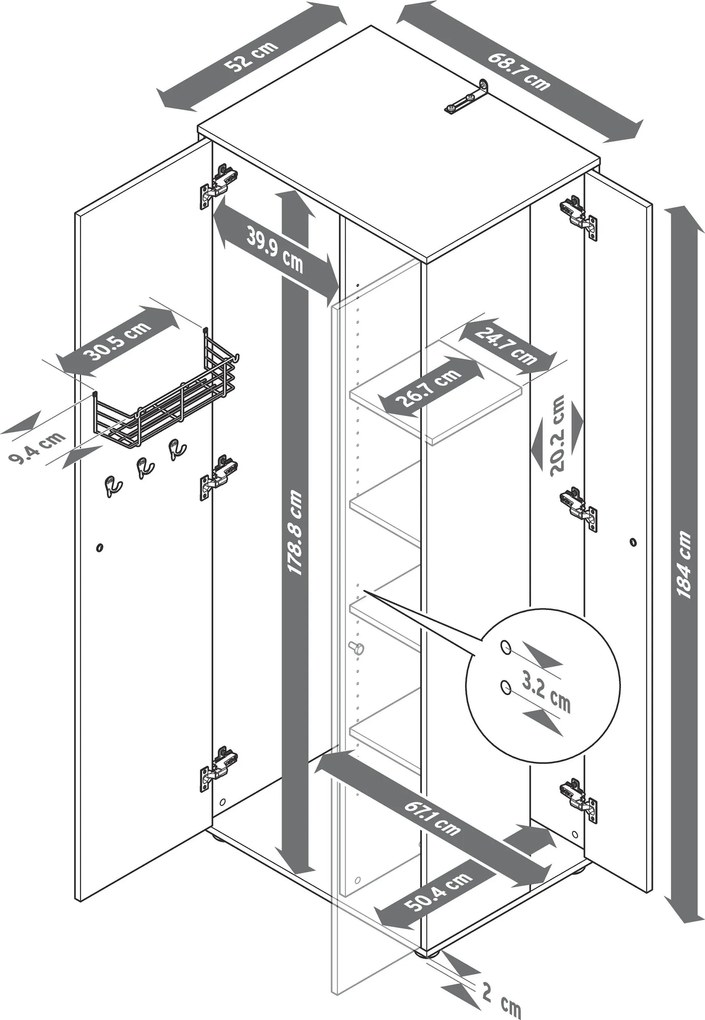Tchibo - Univerzální skříň s bočním úložným prostorem - barva: bílá