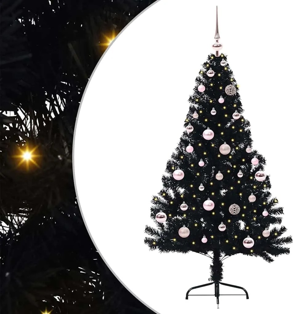 Umělý osvětlený vánoční stromeček Černá 150 cm PVC 3397130