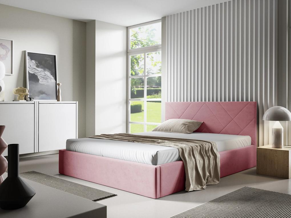 Eka Čalouněná postel SARAH 180x200 cm Barva látky Trinity: (2310) Růžová, Úložný prostor: Bez úložného prostoru
