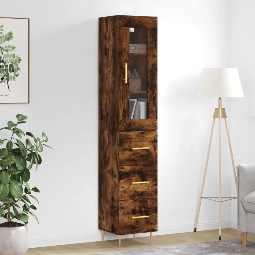 vidaXL Skříň highboard 34,5 x 34 x 180 cm kompozitní dřevo [3199226] Barva: Betonová šedá