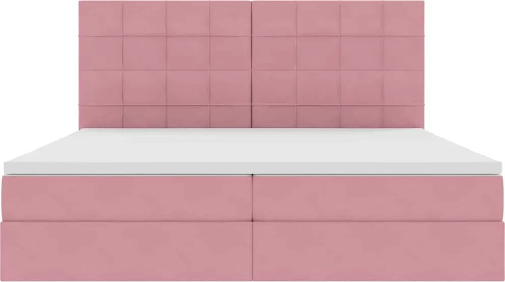 Postel s úložným prostorem a matrací Růžová 200 x 200 cm samet 3372056