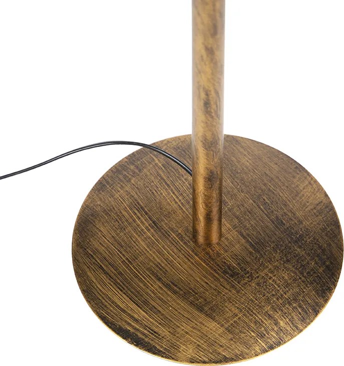 Moderní stojací lampa zlatá s stínítkem černým se zlatem - Simplo