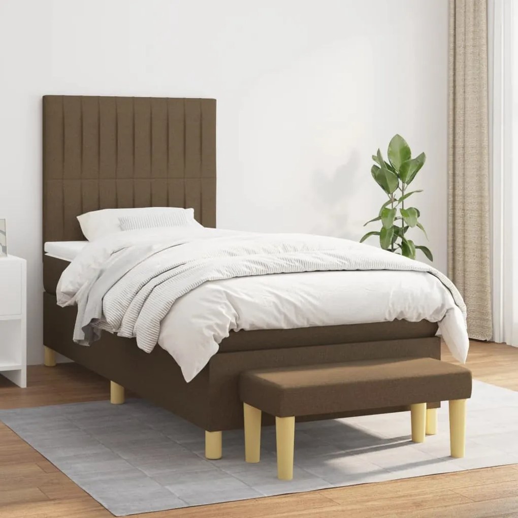 Box spring postel s matrací tmavě hnědá 80x200 cm textil 3137272