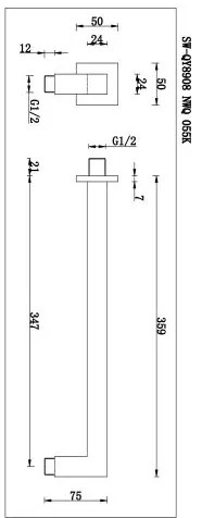 Laveo Kvadrato, nástěnné rameno, černá, LAV-NWQ_755K