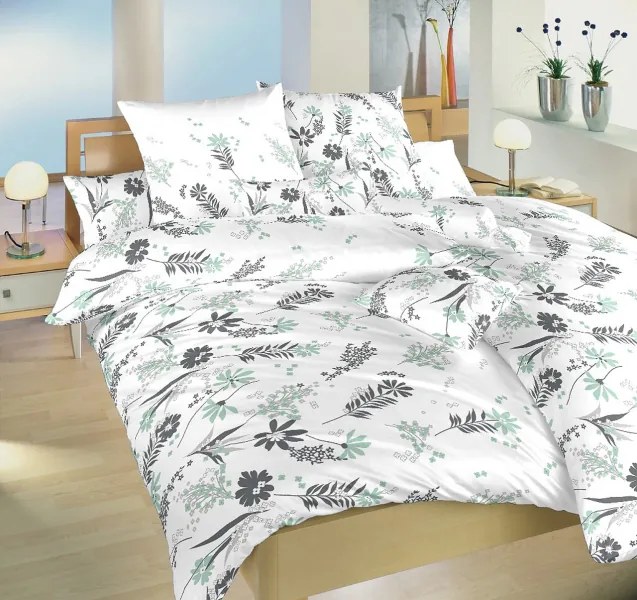 Dadka Povlečení bavlna Agáta mentolová na bílém  200x200, 2x70x90 cm