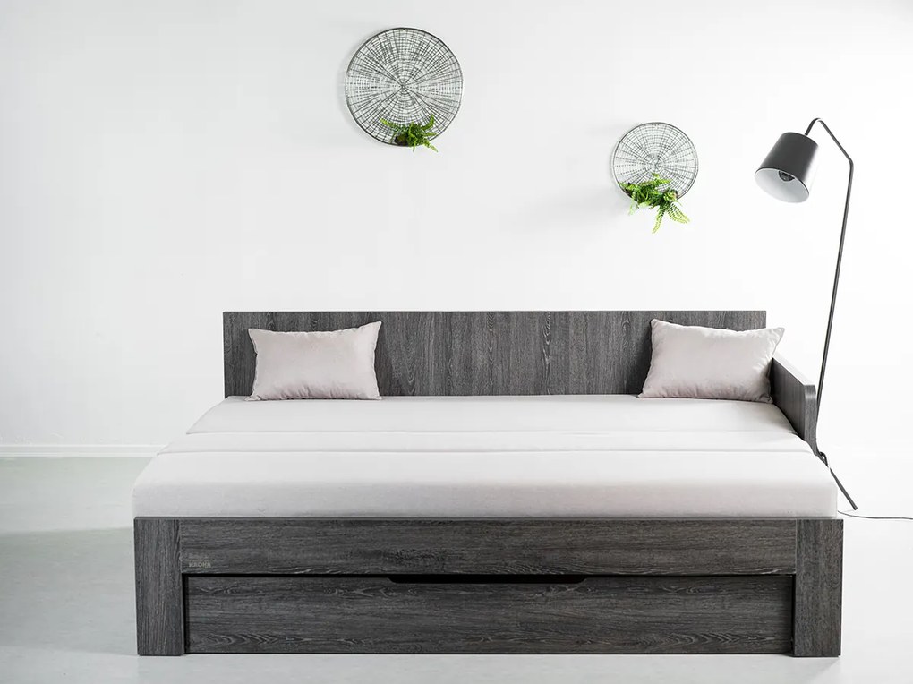 Ahorn Duovita postel s pravou područkou Dekor: Dub bílý, Rošt: Laťový, Rozměr: 90/170 x 200 cm