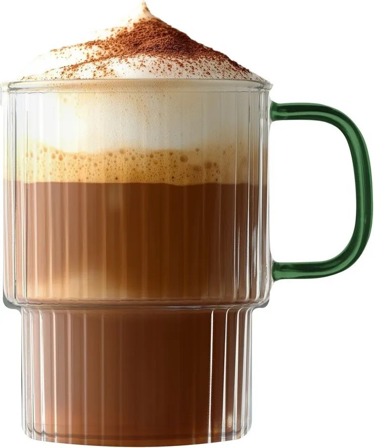 Zelené skleněné hrnky v sadě 2 ks na cappuccino 350 ml Livio – Vialli Design