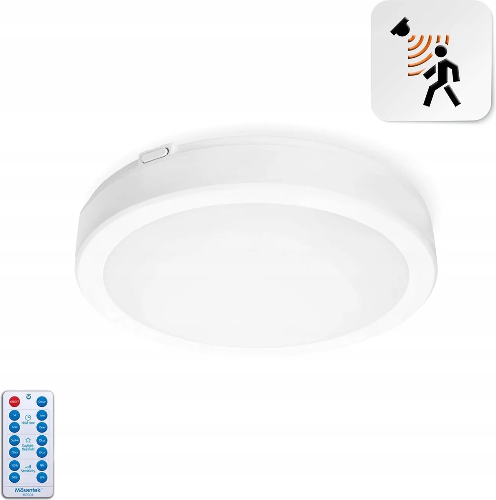 Led Nástěnné Svítidlo 18W 1890lm 3000/4000/6500K IP65 Senzor Pohybu Dálkový Ovladač B