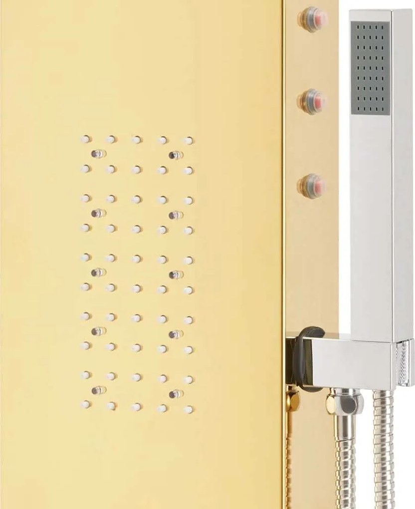 vidaXL Panelový sprchový systém nerezová ocel 201 zlatý zaoblený [147716]