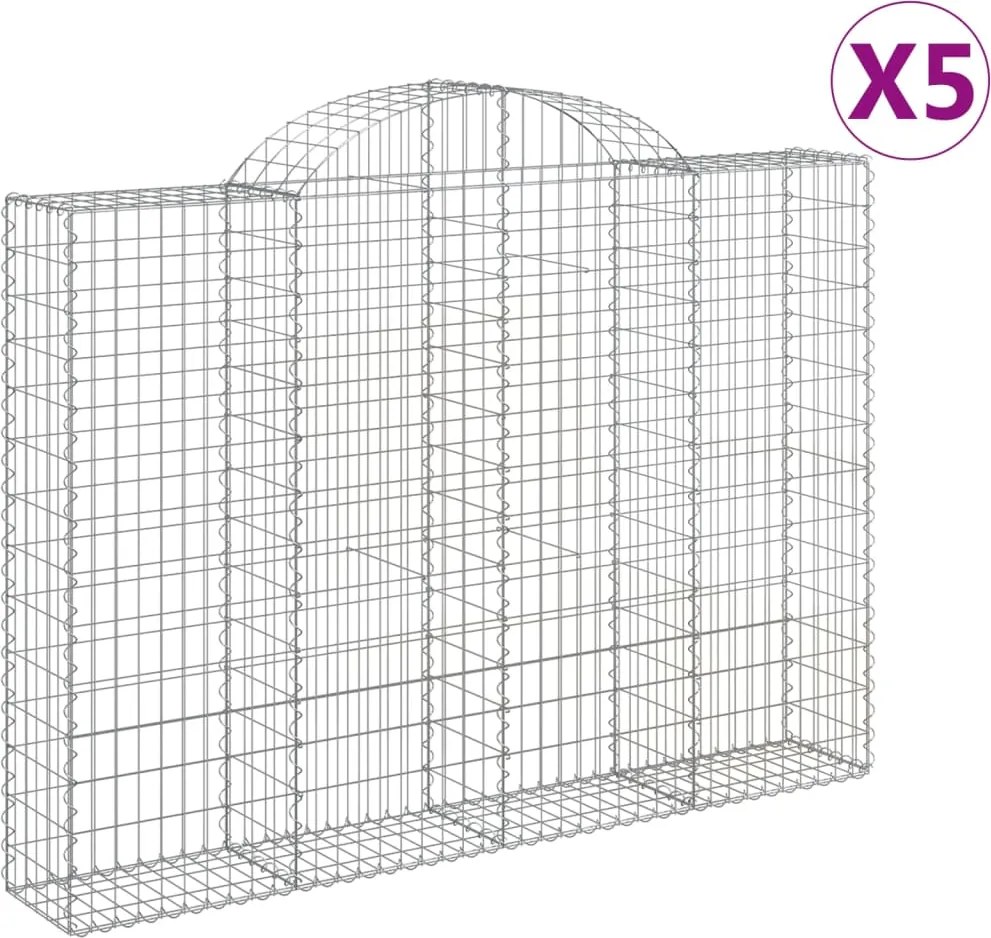 Klenuté gabionové koše 5 ks 200x30x140/160cm pozinkované železo 3146155