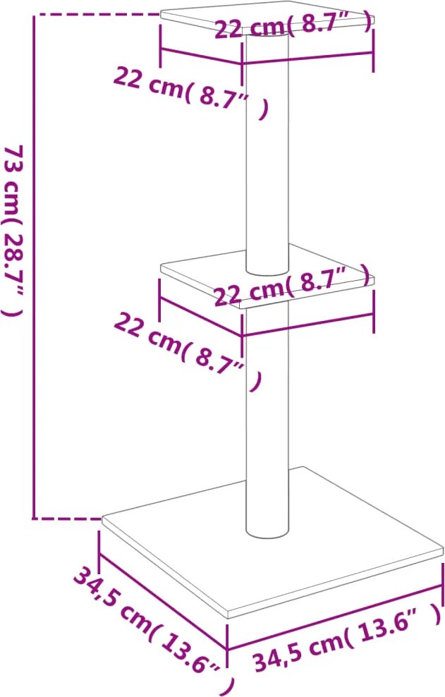 Škrabadlo pro kočky se sisalovými sloupky tmavě šedé 73 cm 172036