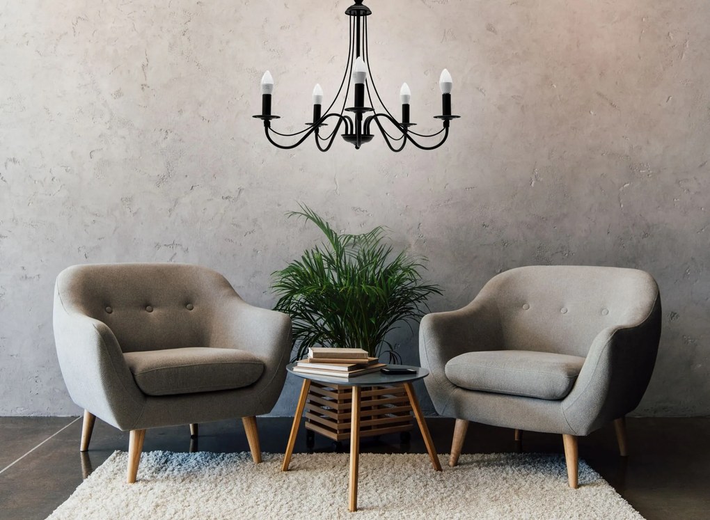 Toolight - Závěsné svítidlo 5xE14 60W APP210-3CPR, černá, OSW-08146
