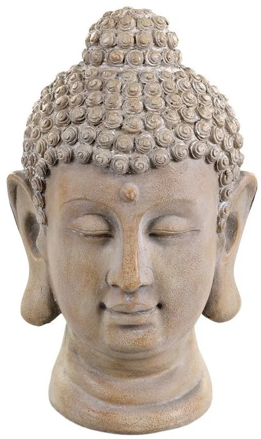 Béžová antik dekorace hlava Buddha - 11*11*19 cm