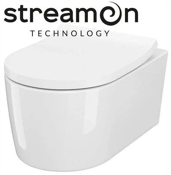Cersanit Inverto závěsná wc mísa StreamOn 52 x 35,5 cm + pomalu-padající sedátko, Bílá, S701-432