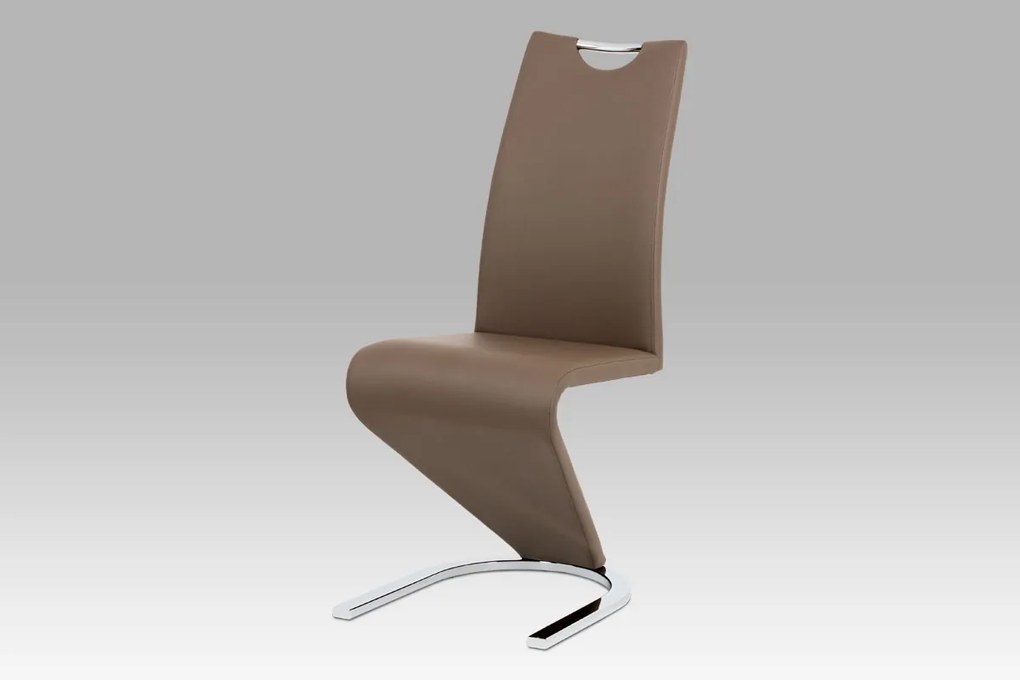 Artium Jídelní židle koženka coffee / chrom - HC-790 COF