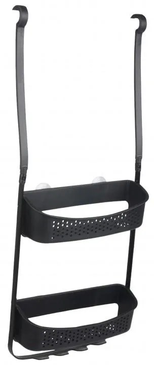 Erga Wiki, koupelnový koš, závěsný organizér 30x72 cm s přísavkami, černá matná, ERG-YKA-CH.WIKI-BLK