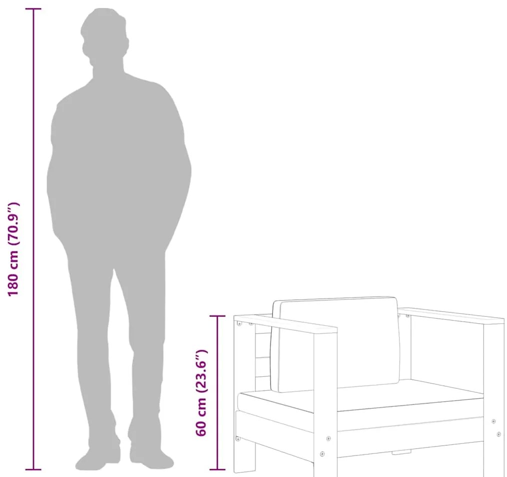 vidaXL Marketos Zahradní křeslo s poduškou tmavě šedé masivní akáciové dřevo