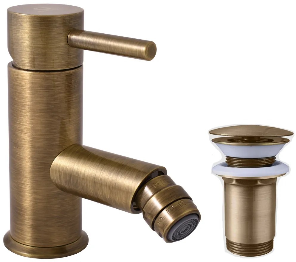 Slezák - RAV Bidetová baterie s výpustí SEINA - SE945.xKSM, Stará mosaz (Bronz) Připojovací hadičky - závit: 1/2"