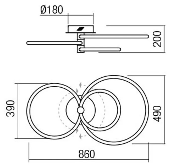 Redo 01-2226 stropní LED stmívatelné svítidlo Spell chrom, 58W, 3000K, 86cm