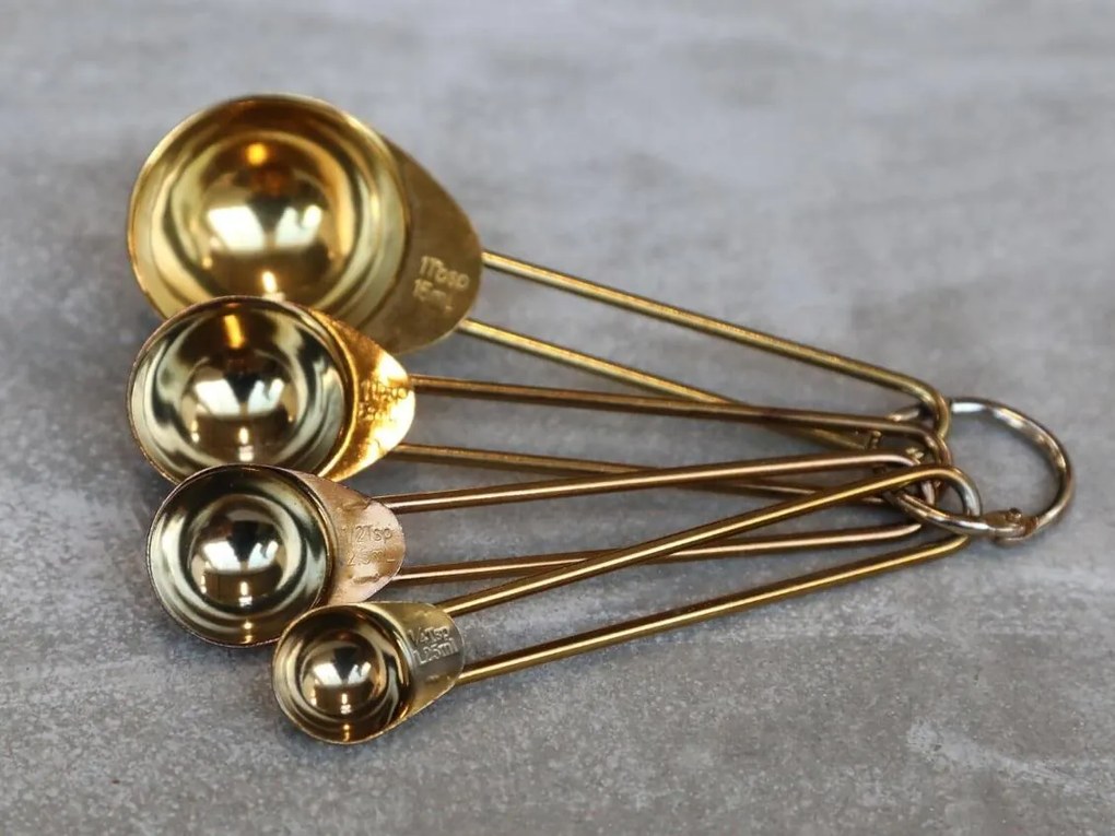 Chic Antique Nerezové odměrky Brass - set 4 ks, zlatá barva, kov
