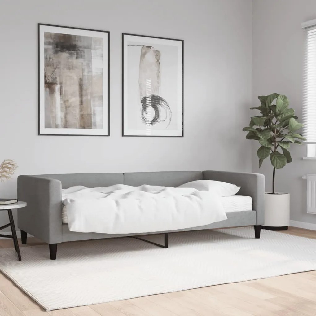Válenda s matrací světle šedá 90 x 190 cm textil 3196570