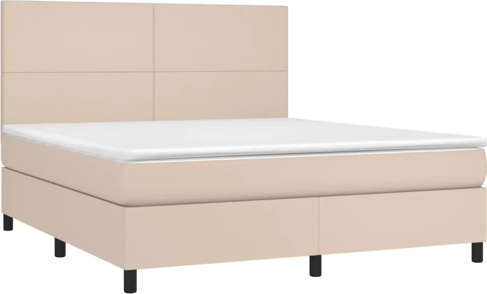 Box spring postel matrace a LED cappuccino 180x200cm umělá kůže 3135842