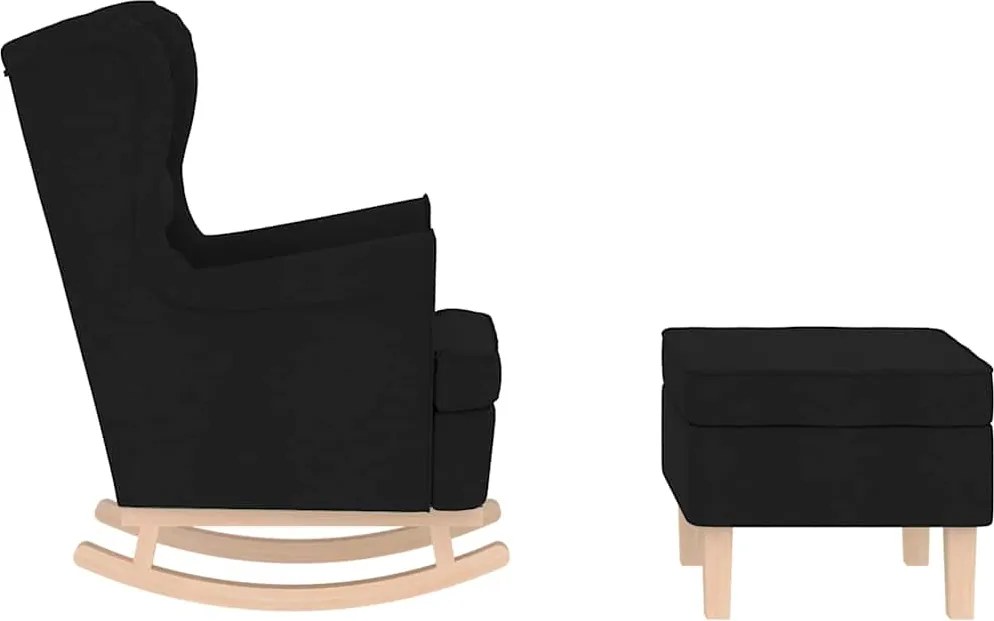 Houpací křeslo s podnožkou černé textil 3307999