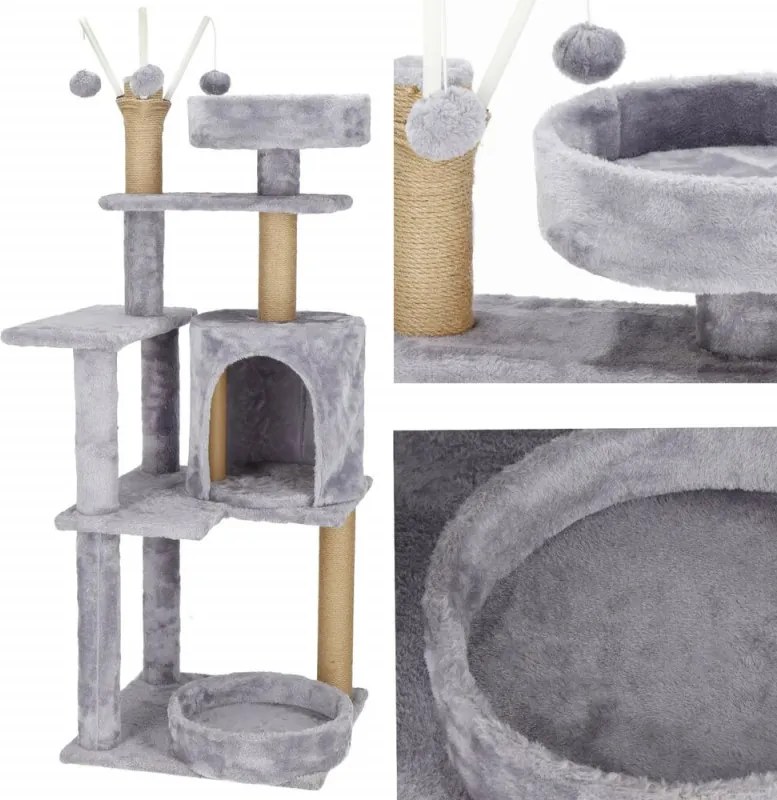 Škrabadlo pro kočky - Domeček s odpočívadly 5 pater 127 cm SPRINGOS PA1048