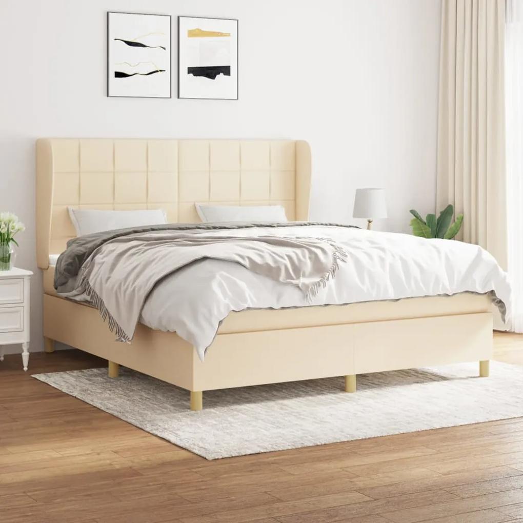 Box spring postel s matrací krémová 160x200 cm textil,  3128538