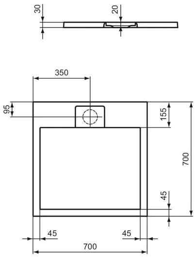 Ideal Standard i.Life Sprchová vanička litá 70 x 70 cm, betonově šedá T5246FS