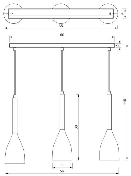 Lustr na lanku MUZA 3xE27/60W/230V