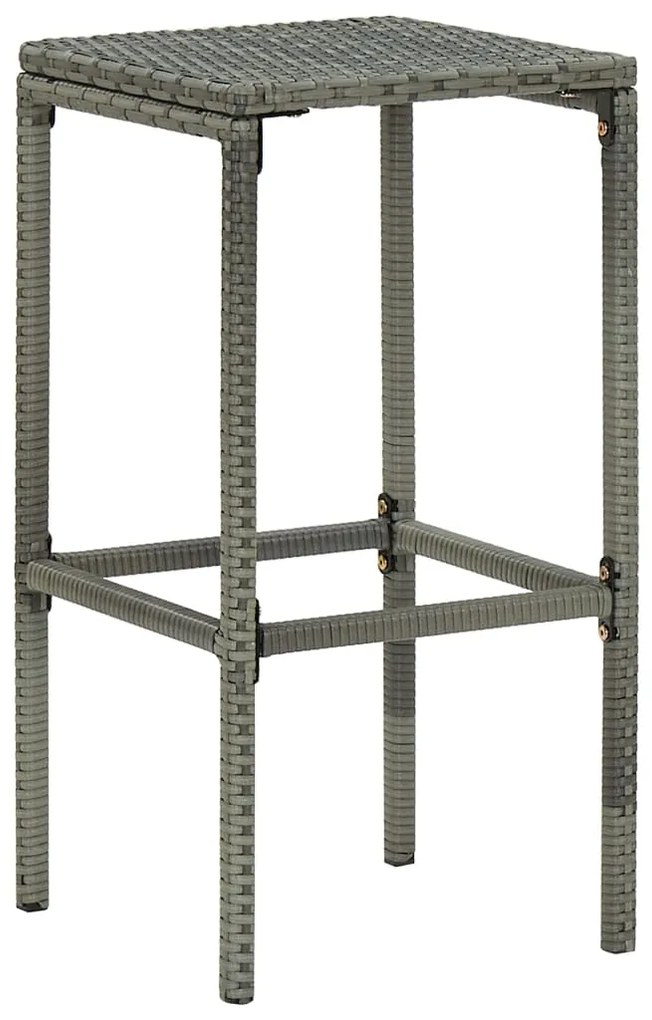 7Dílný Zahradní Barový Set S Poduškami Polyratan Šedý Šedá - 2 / 60.5 cm dlouhý stůl