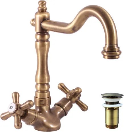 RAV SLEZÁK Morava umyvadlová baterie s clic-clacem stará mosaz mk121.5/8sm MK121.58SM