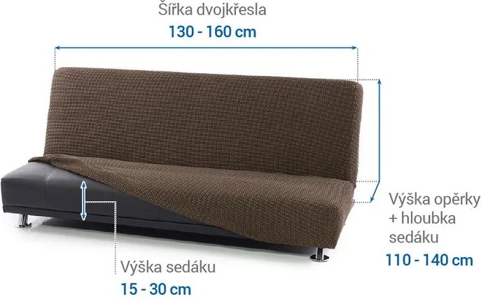 Super strečové potahy NIAGARA tabáková dvojkřeslo s dřevěnými rukojeťmi (š. 130 - 160 cm)