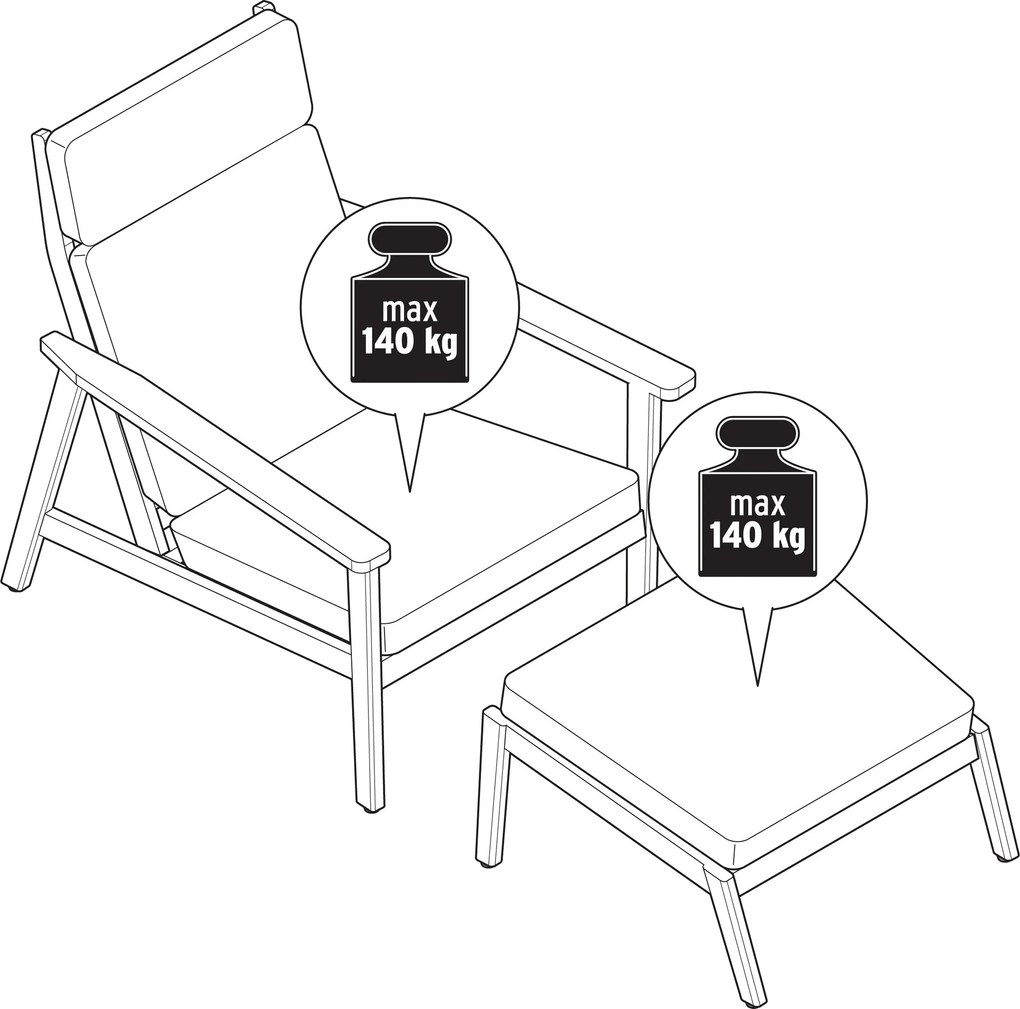 Tchibo - Pohodlné zahradní křeslo s vysokým opěradlem včetně podnožky - barva: béžová