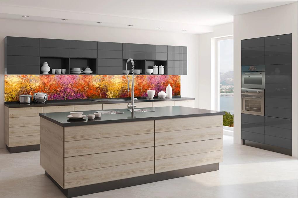 DIMEX | Fototapeta do kuchyně Barevné květinové pozadí KI-350-211 | 350 x 60 cm | vícebarevná, růžová, fialová, žlutá, oranžová