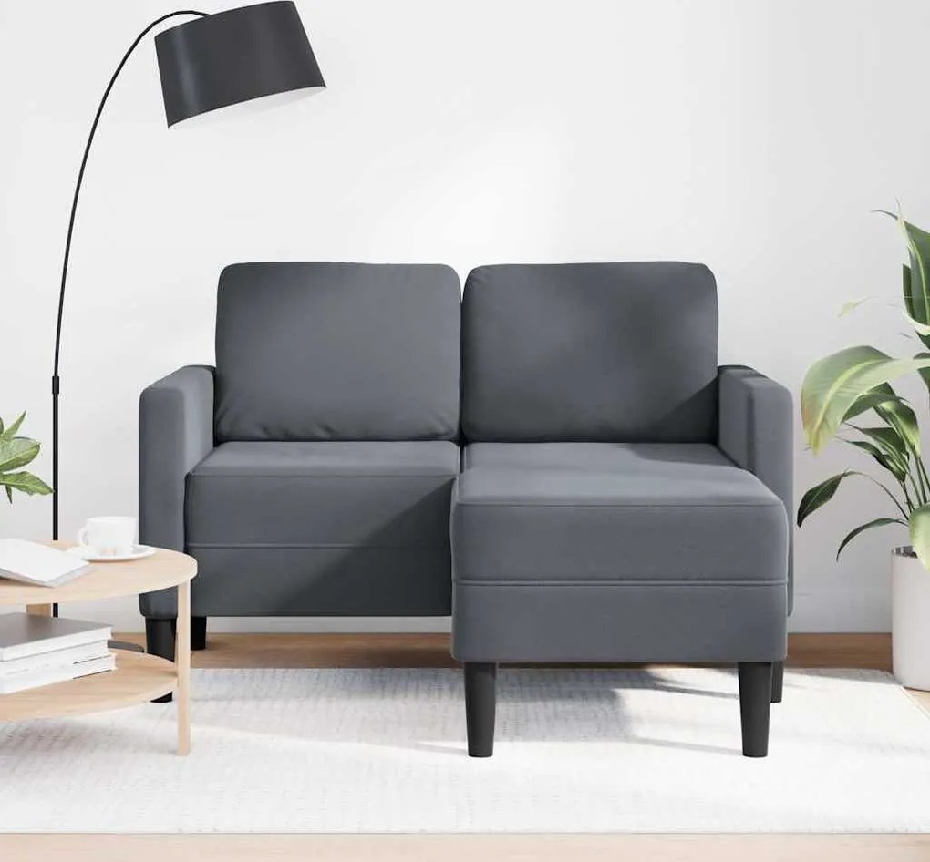 vidaXL Dvoumístná pohovka s lehátkem ve tvaru L 125 cm samet [4107072] Barva: Černá
