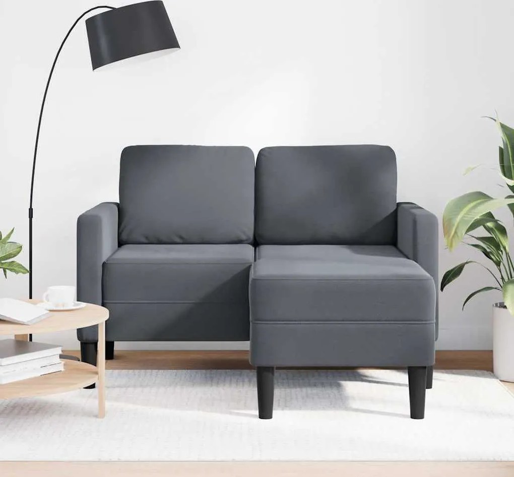 vidaXL Dvoumístná pohovka s lehátkem ve tvaru L 125 cm samet [4107072] Barva: Tmavě šedá