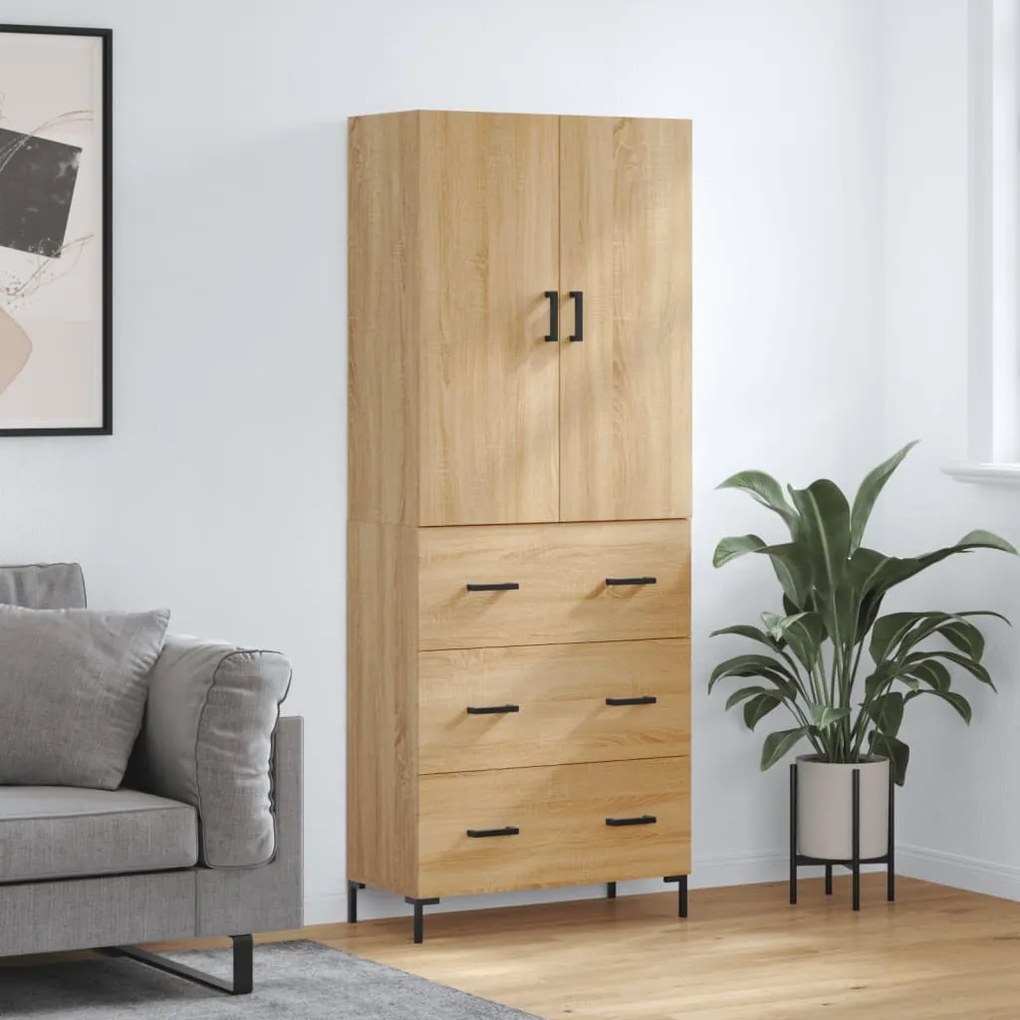 Skříň highboard dub sonoma 69,5 x 34 x 180 cm kompozitní dřevo