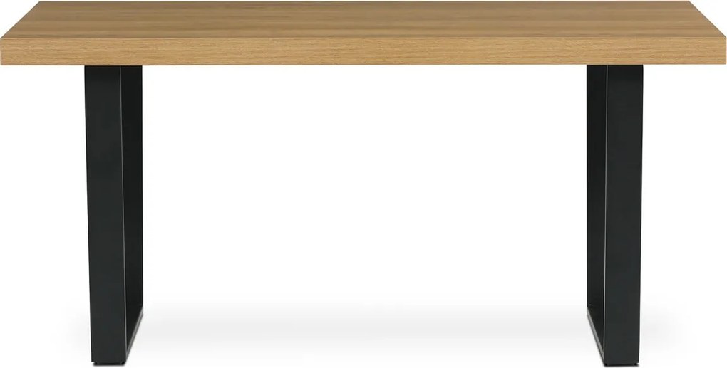 Autronic Jídelní stůl, 160x8x760 cm, MDF deska, dýha dub, kovové nohy, černý lak HT-514 OAK